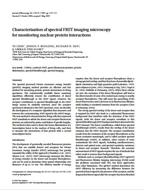 Characterization of spectral FRET imaging microscopy for monitoring ... Characterization of spectral FRET imaging microscopy for monitoring ...